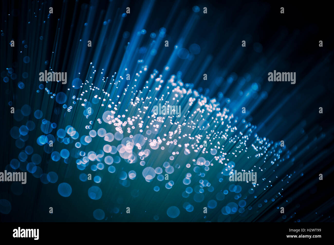 Fiber optics close-up, modern computer communication technology Stock ...