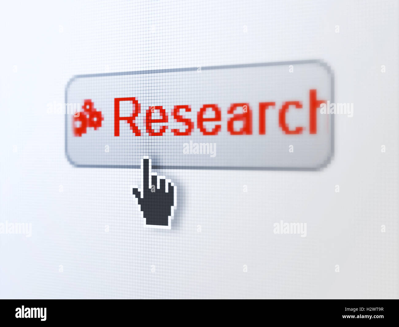 Advertising concept: Research and Gears on digital button background ...
