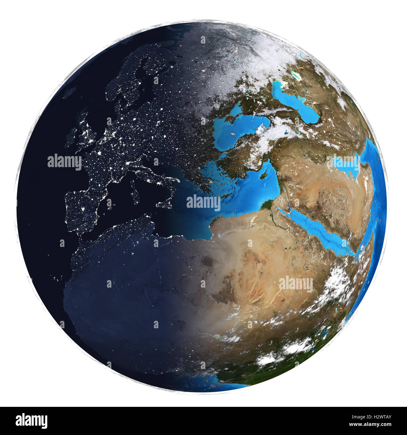 Photorealistic Earth. Day and night Stock Photo - Alamy