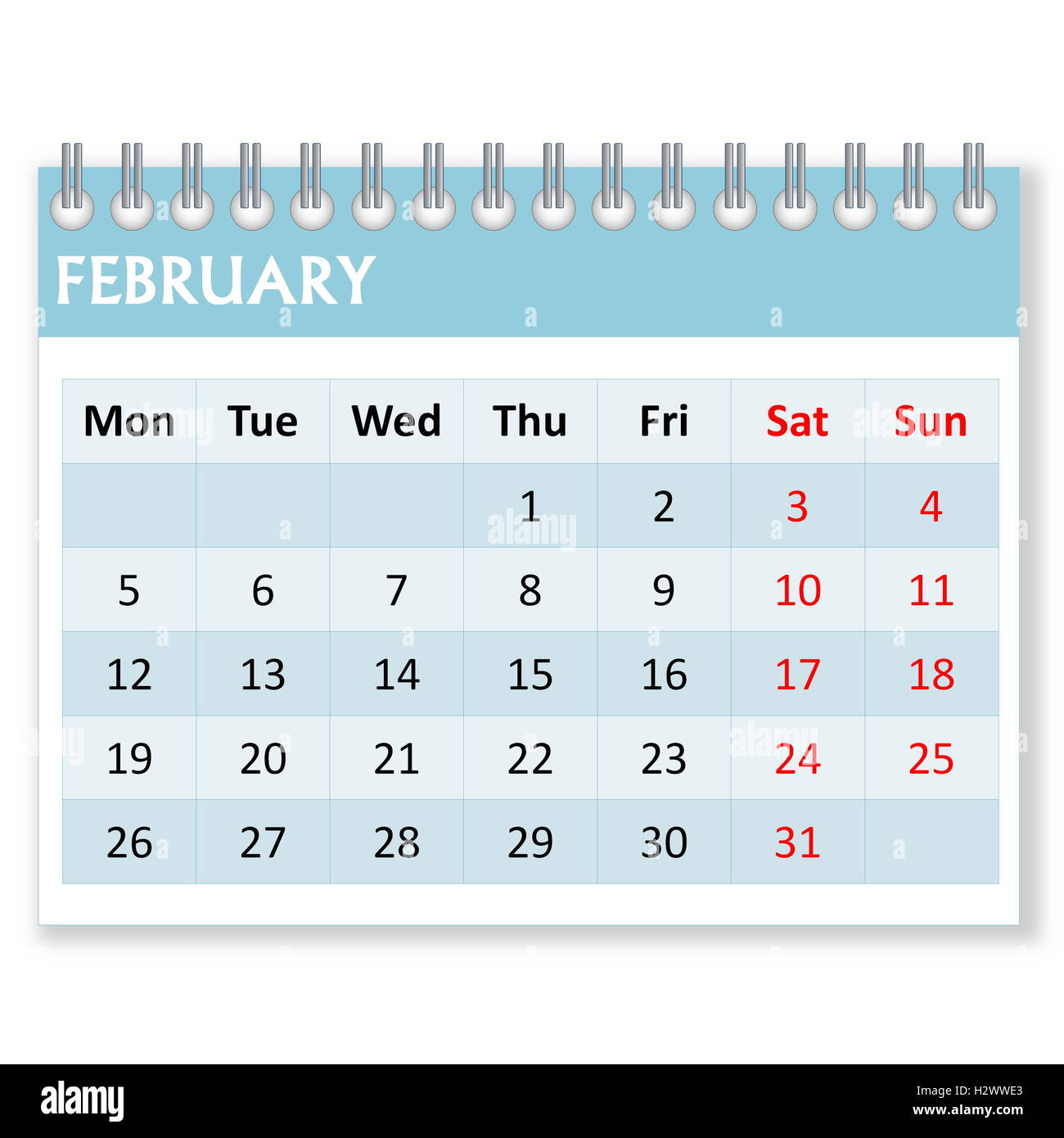 Calendar sheet for february Stock Photo - Alamy