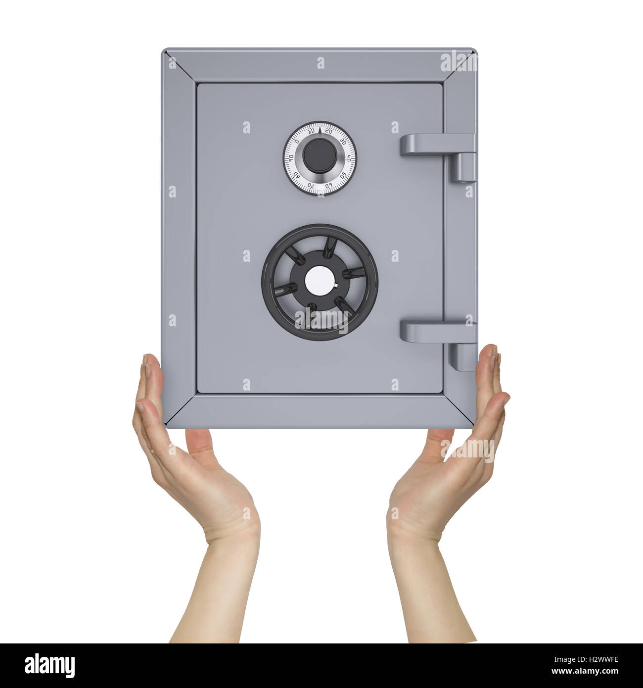 Hands holding safe Stock Photo - Alamy