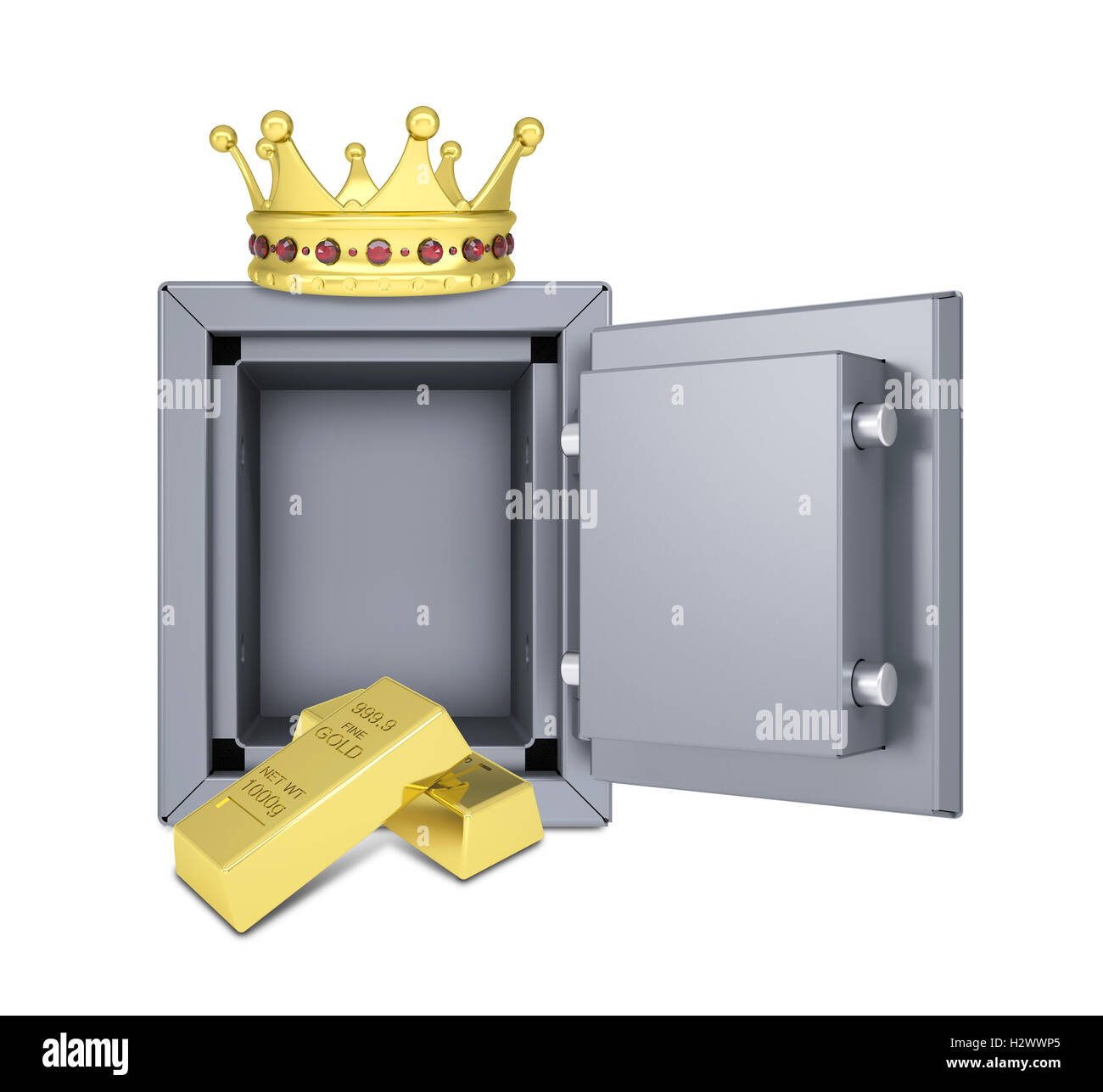 Gold crown, gold bullion and safe Stock Photo - Alamy