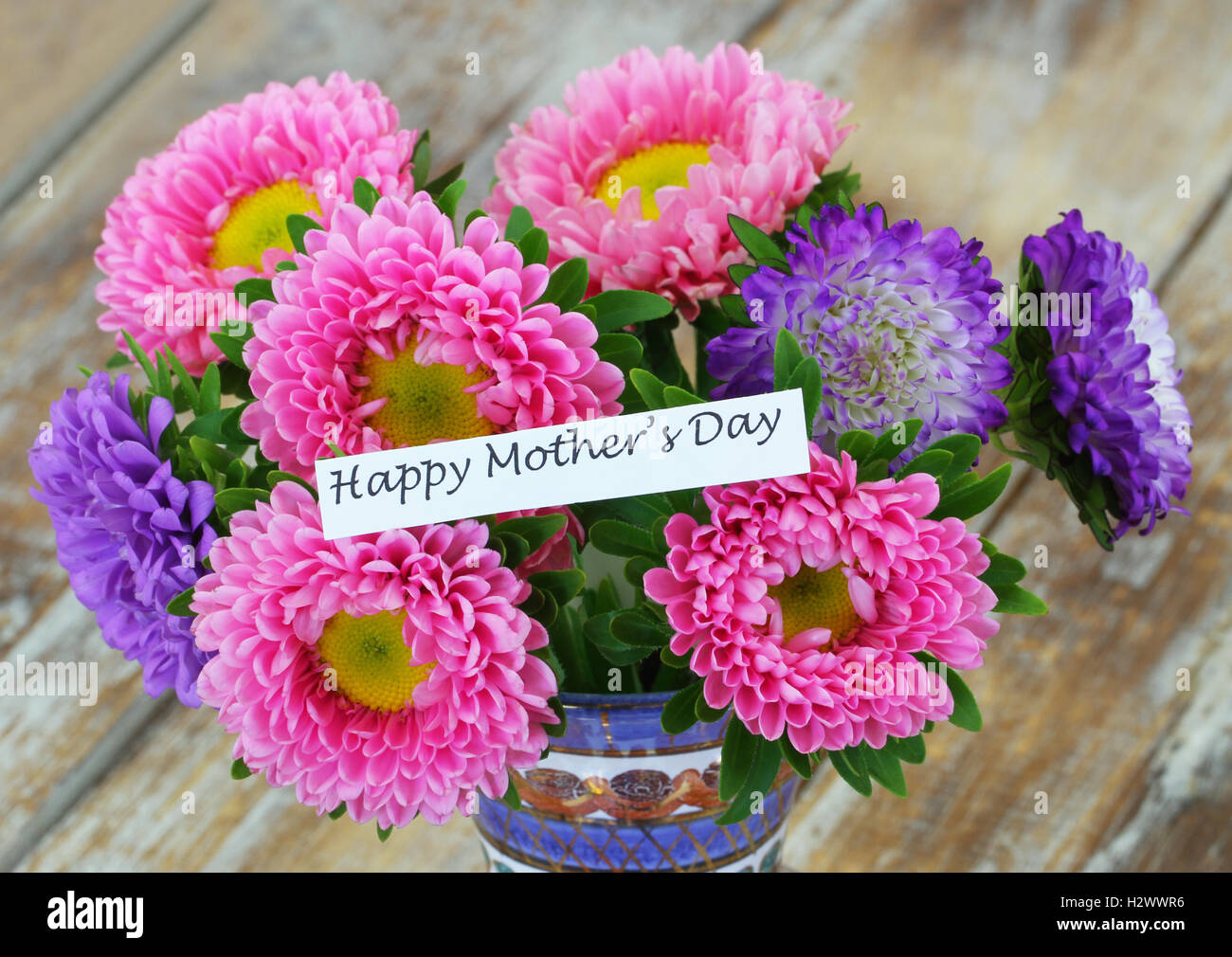 Happy Mother's day card with colorful daisy flower bouquet Stock Photo ...