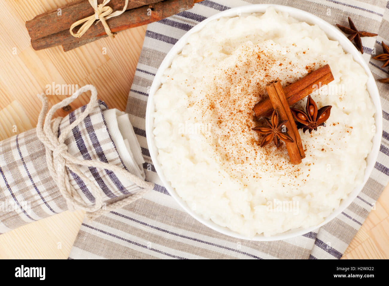 Rice pudding top view Stock Photo - Alamy