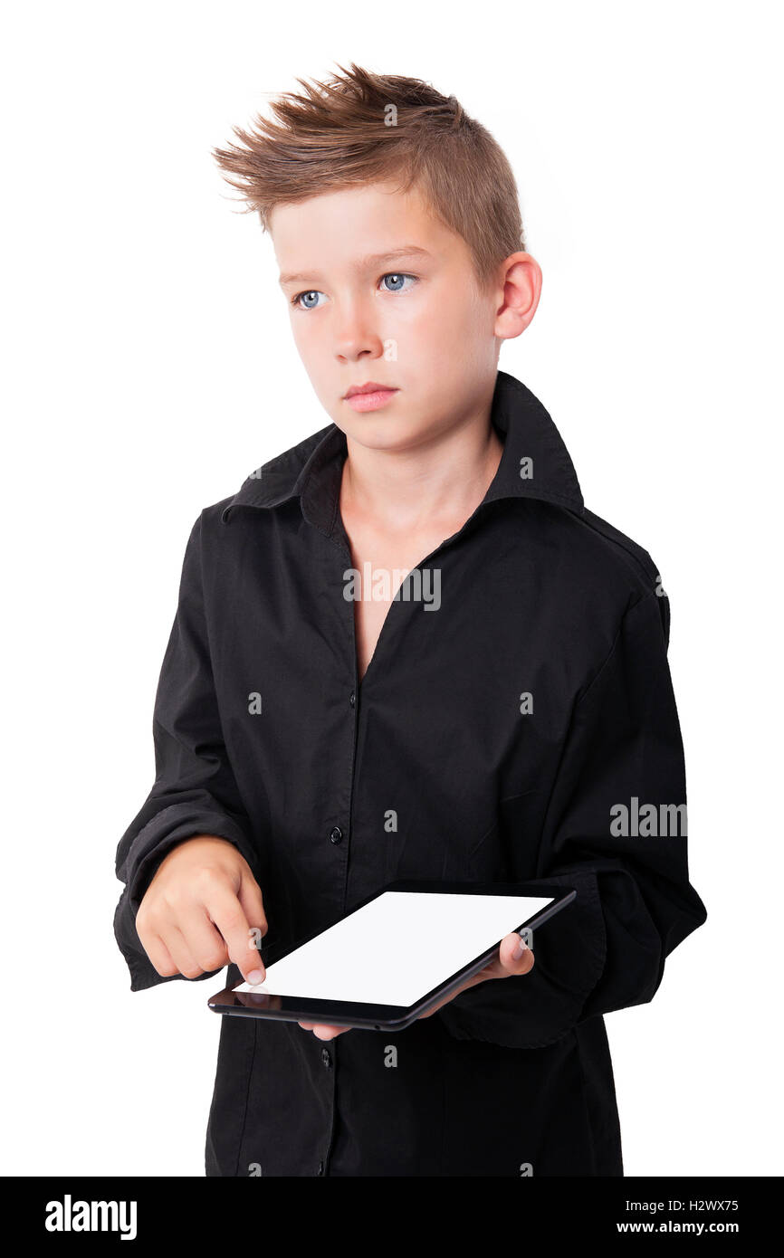 Boy with tablet Stock Photo - Alamy