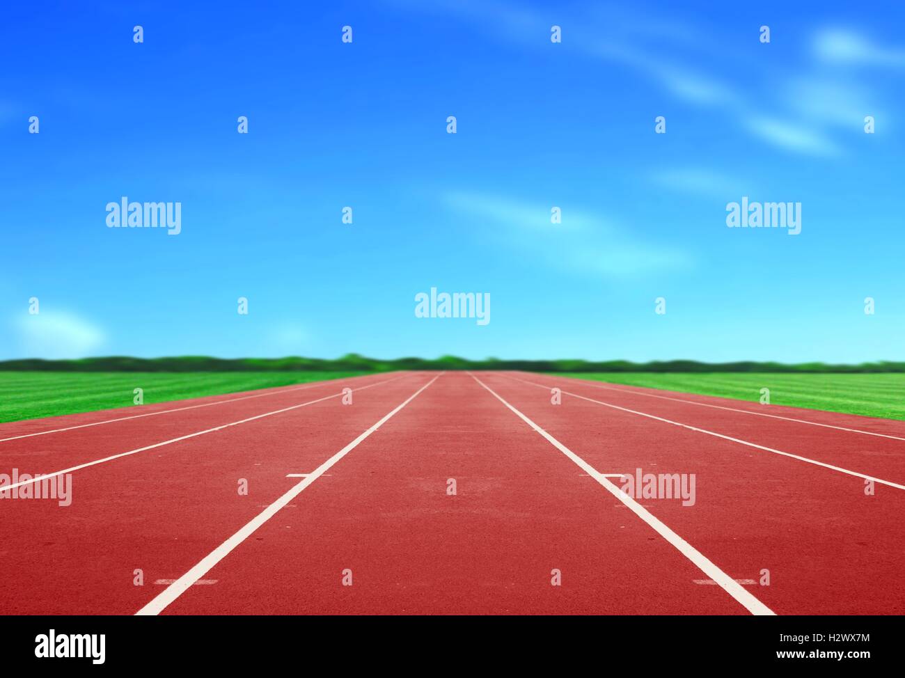 Running Track under Blue Sky Stock Photo - Alamy