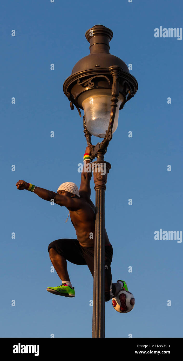 Paris; France-March 17, 2016 : The famous football freestyler Iya ...