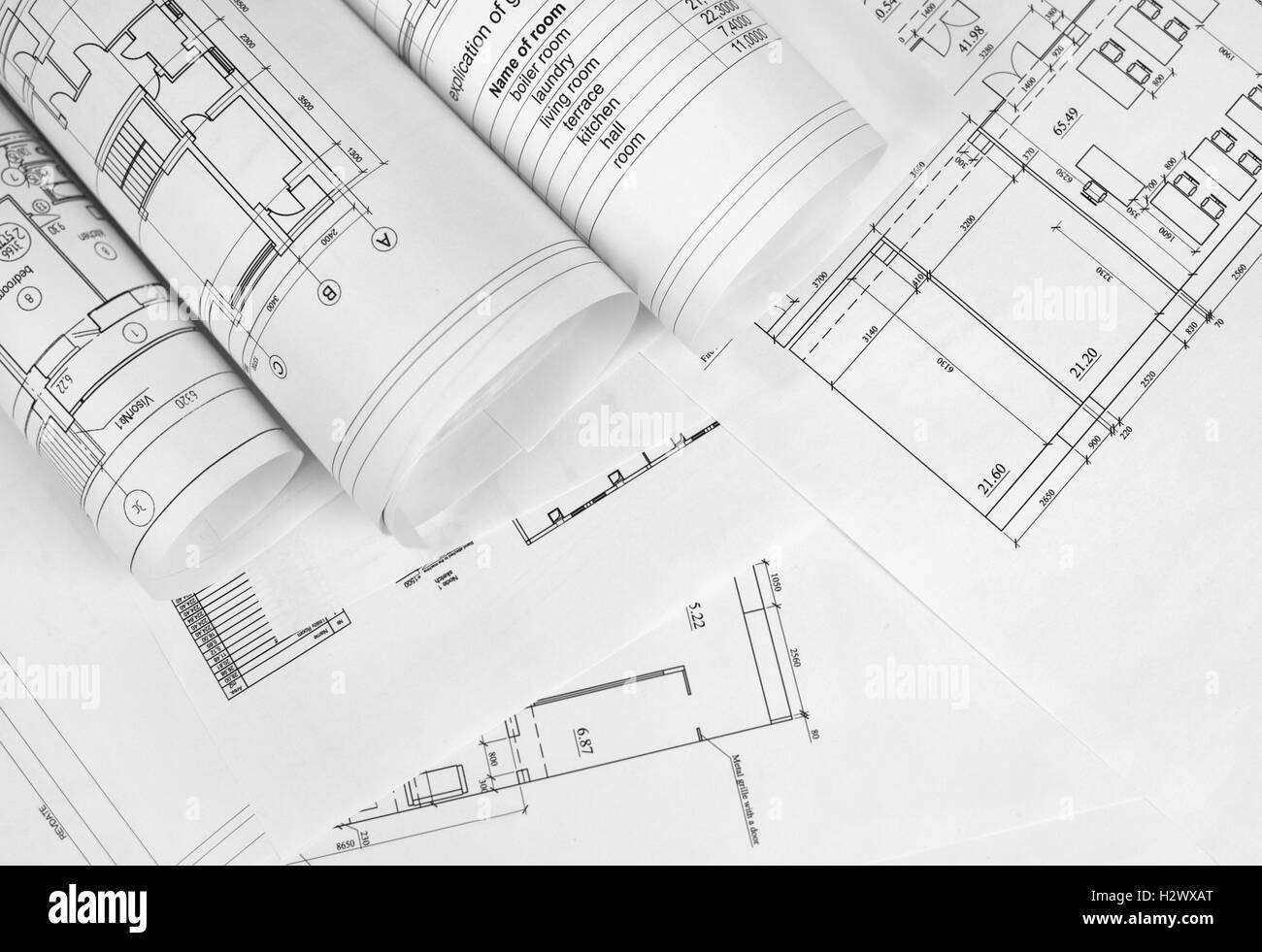Architecture design drawings Black and White Stock Photos & Images - Alamy