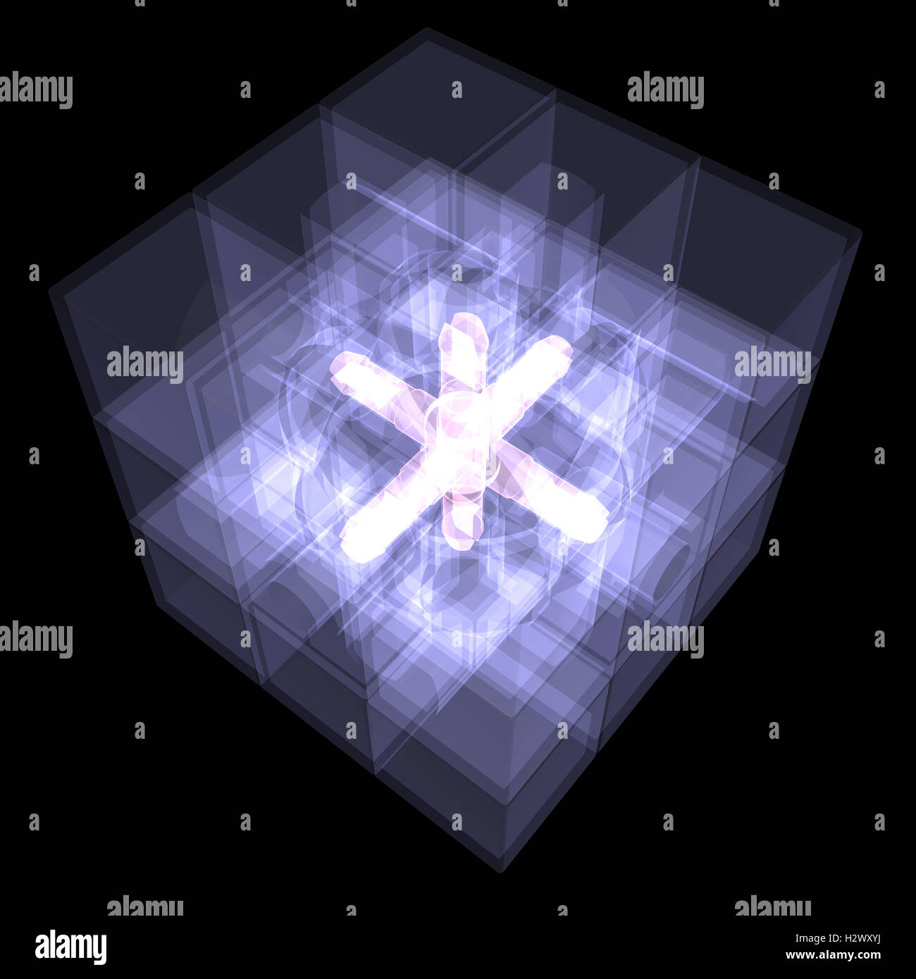 Several cubes connected by one core. X-ray Stock Photo - Alamy