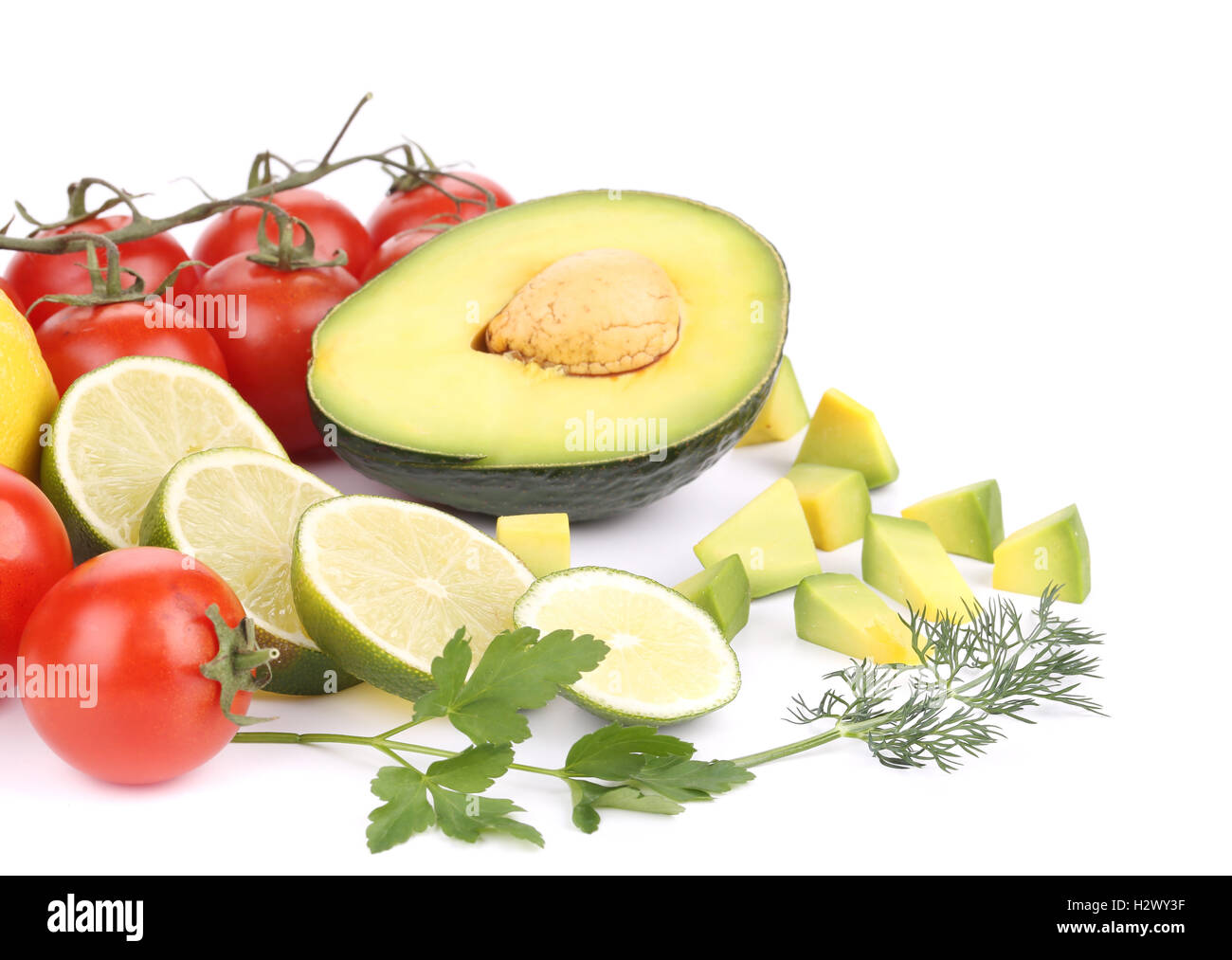 Avocado with vegetables and citrus Stock Photo - Alamy