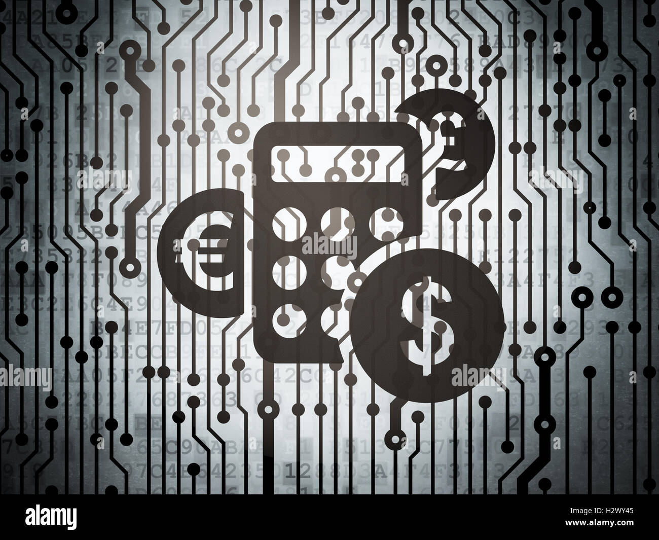 Finance concept: circuit board with Calculator Stock Photo - Alamy
