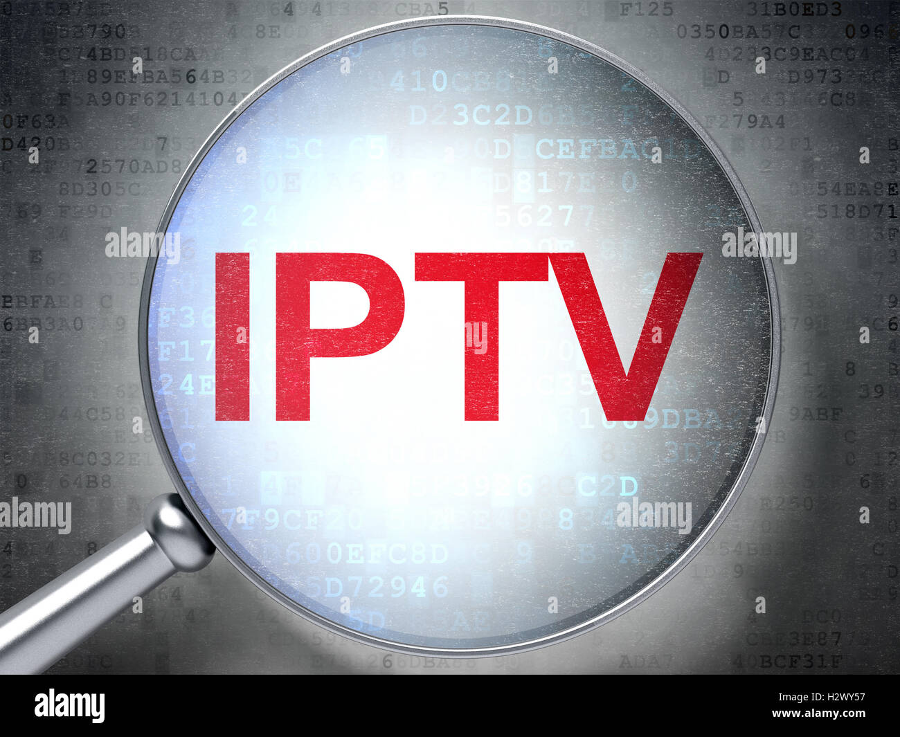 SEO web development concept: IPTV with optical glass Stock Photo - Alamy