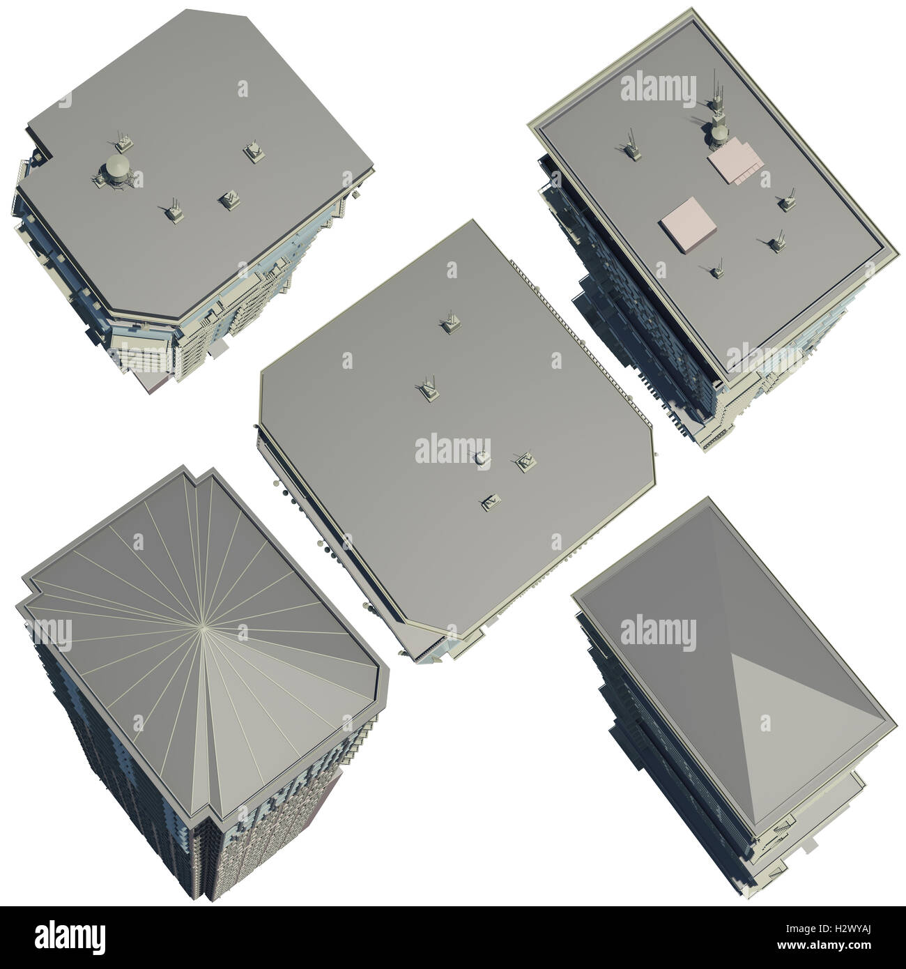 Collection of highly detailed buildings. Top view Stock Photo - Alamy