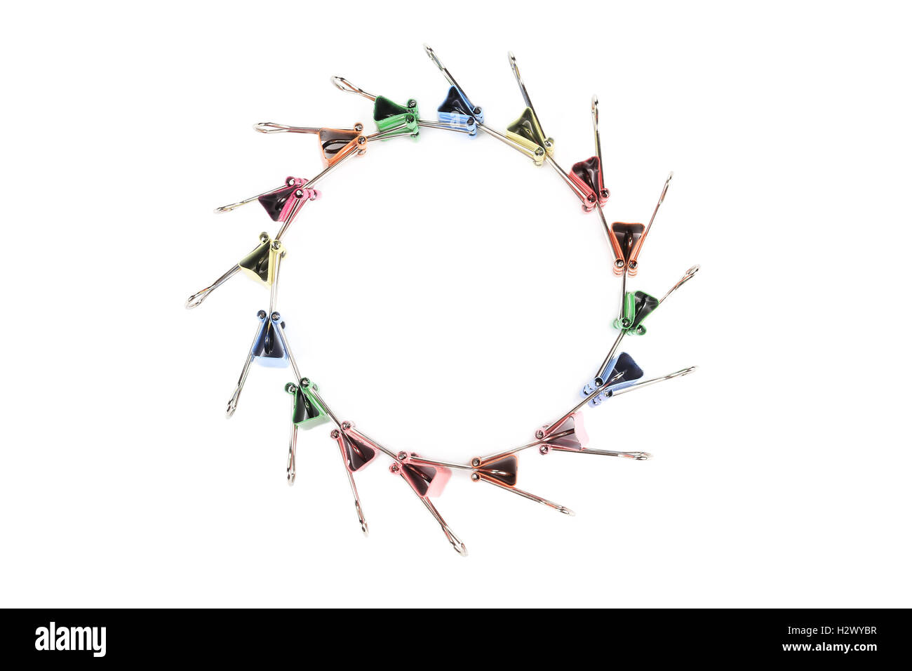 Colourful paper clips arranged into circle Stock Photo - Alamy