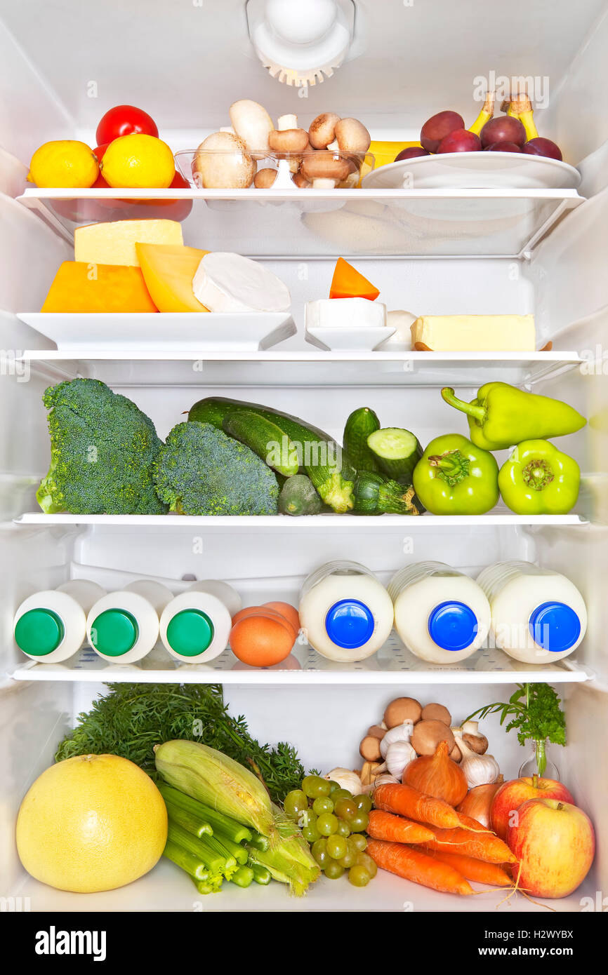 Full fridge. Healthy fitness concept Stock Photo - Alamy