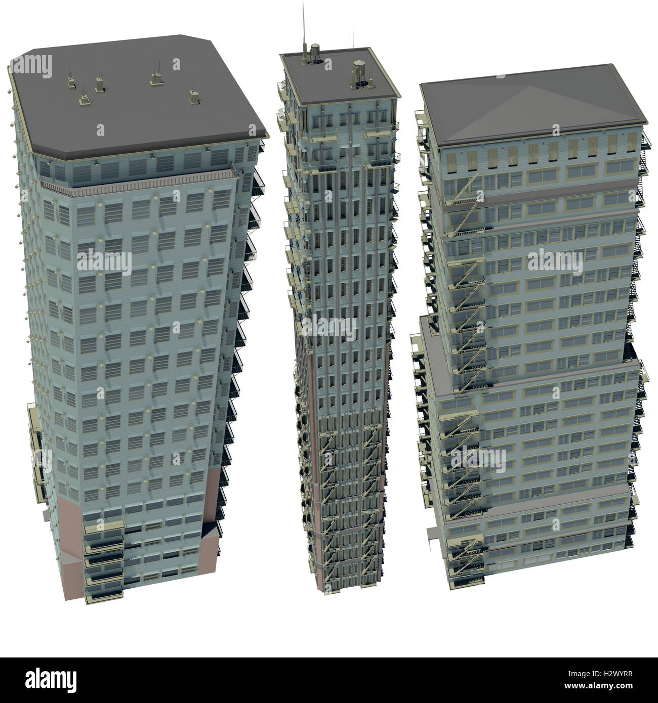 Collection of highly detailed buildings Stock Photo - Alamy