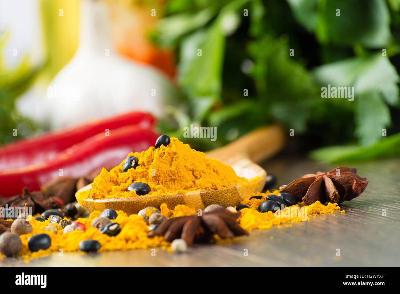 yellow spices - still life Stock Photo - Alamy