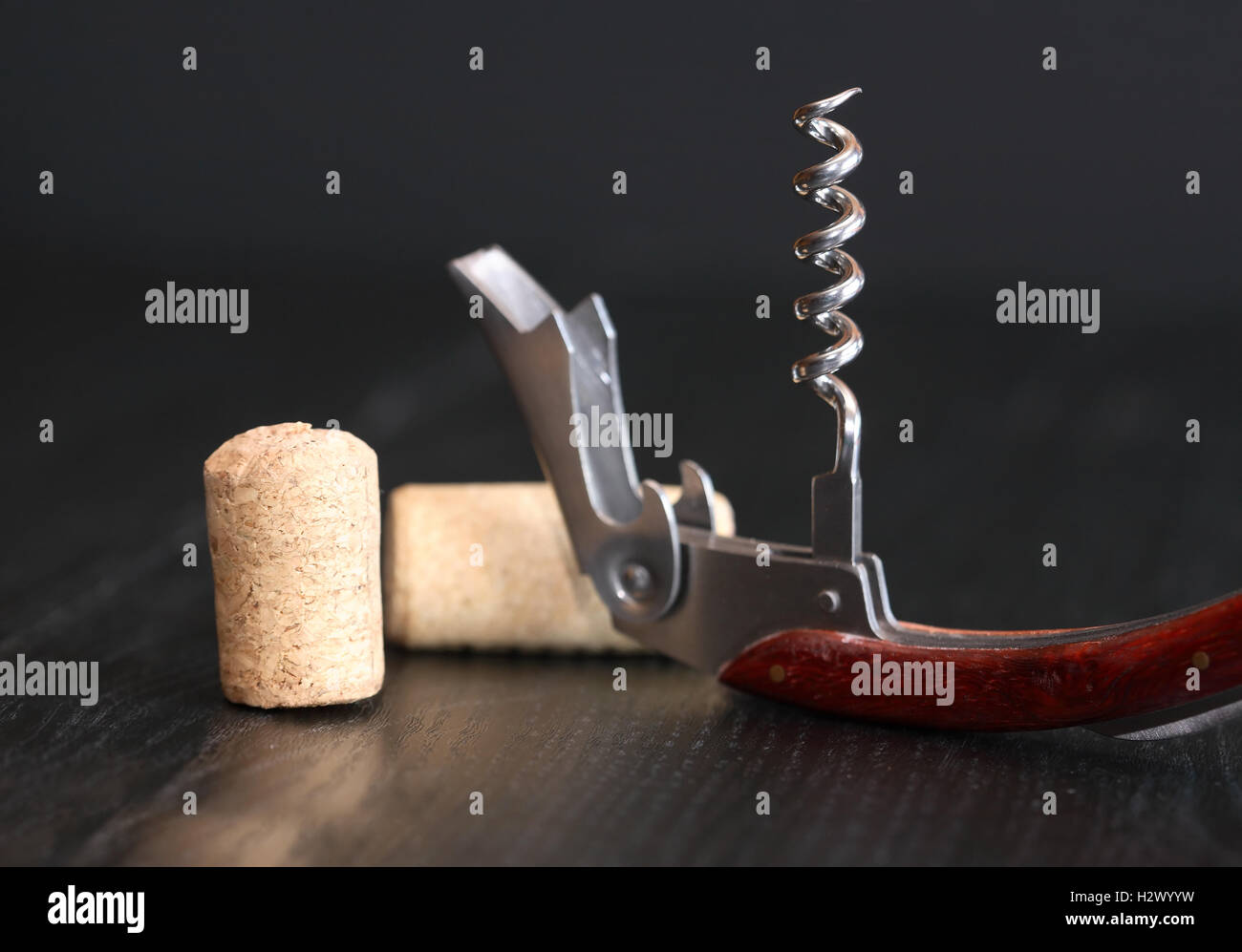 Corkscrew On Dark Stock Photo - Alamy