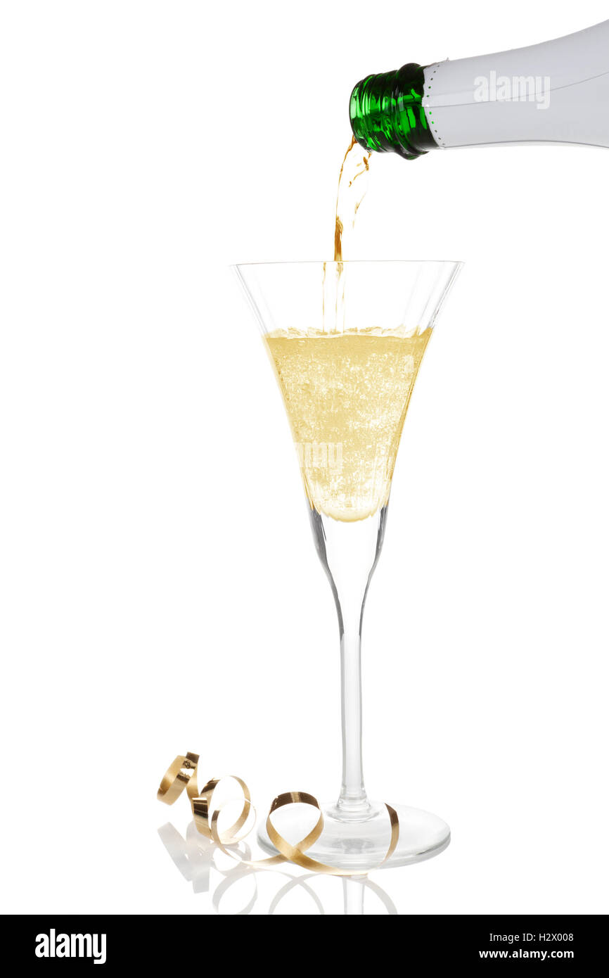 Bottle champagne bow Cut Out Stock Images & Pictures - Alamy