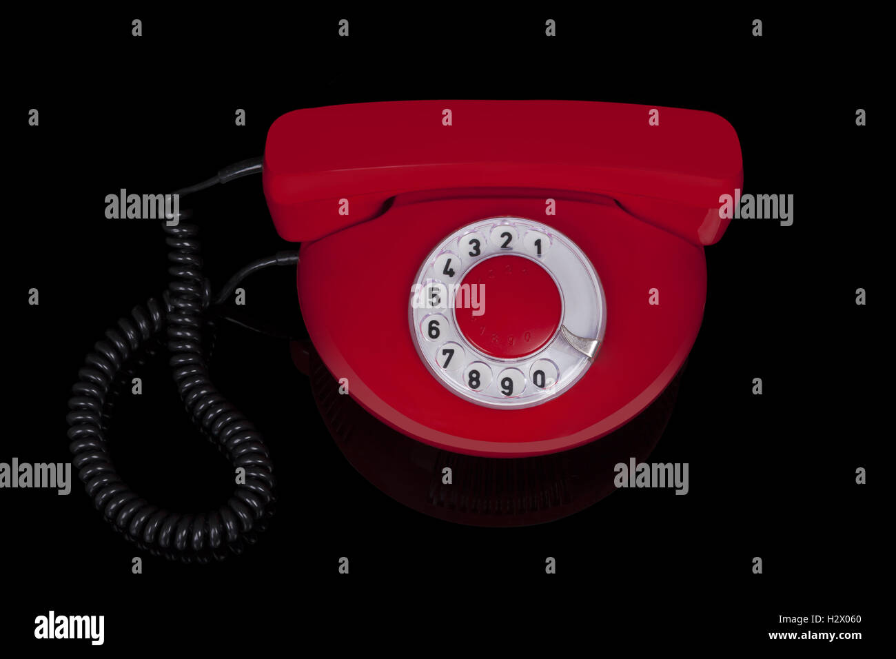 Red retro phone isolated Stock Photo - Alamy
