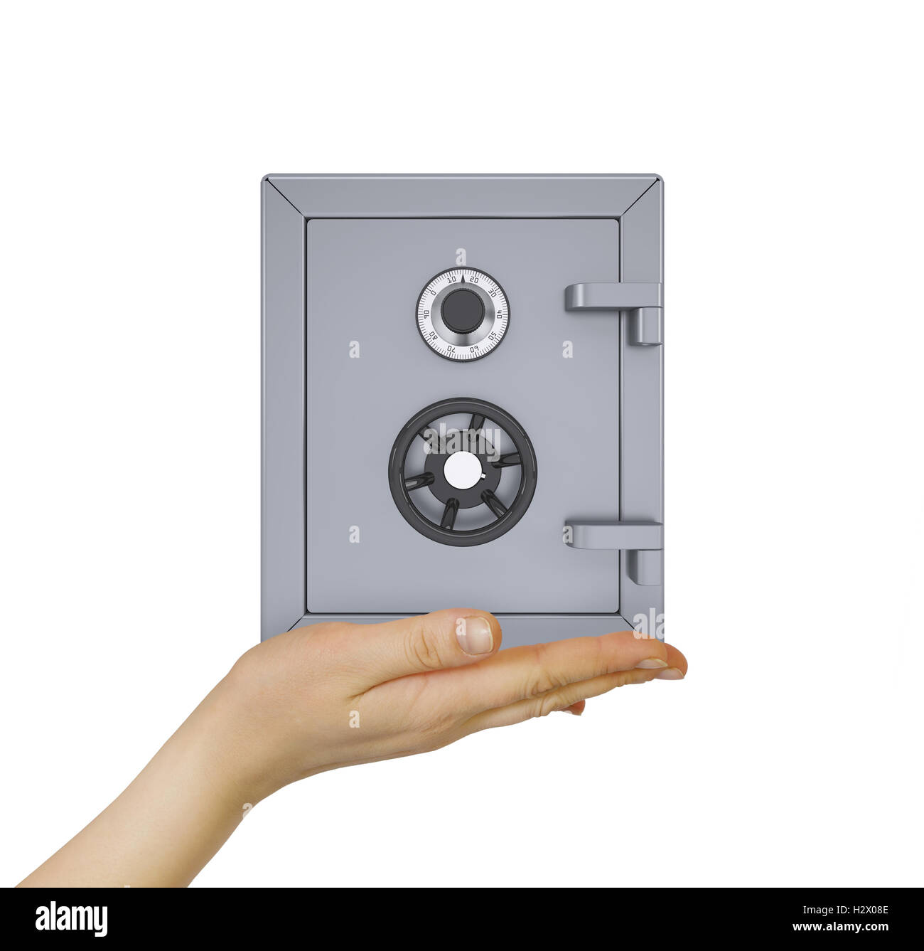 Hand holding safe Stock Photo - Alamy