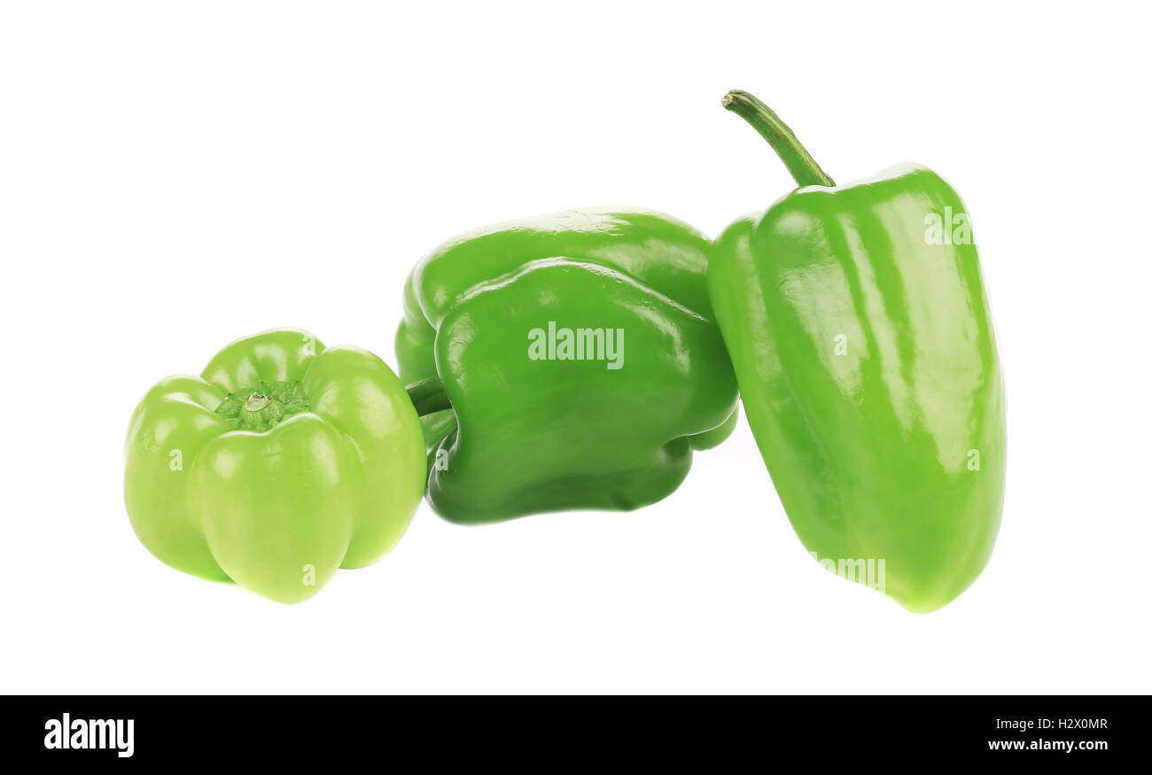 Three sweet green peppers Stock Photo - Alamy