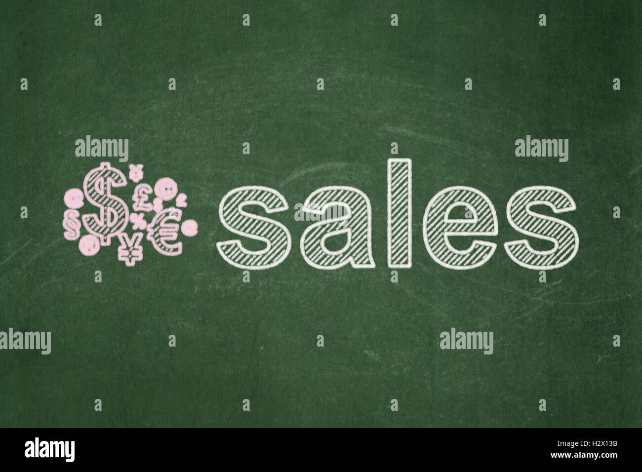 Advertising concept: Finance Symbol and Sales on chalkboard background ...