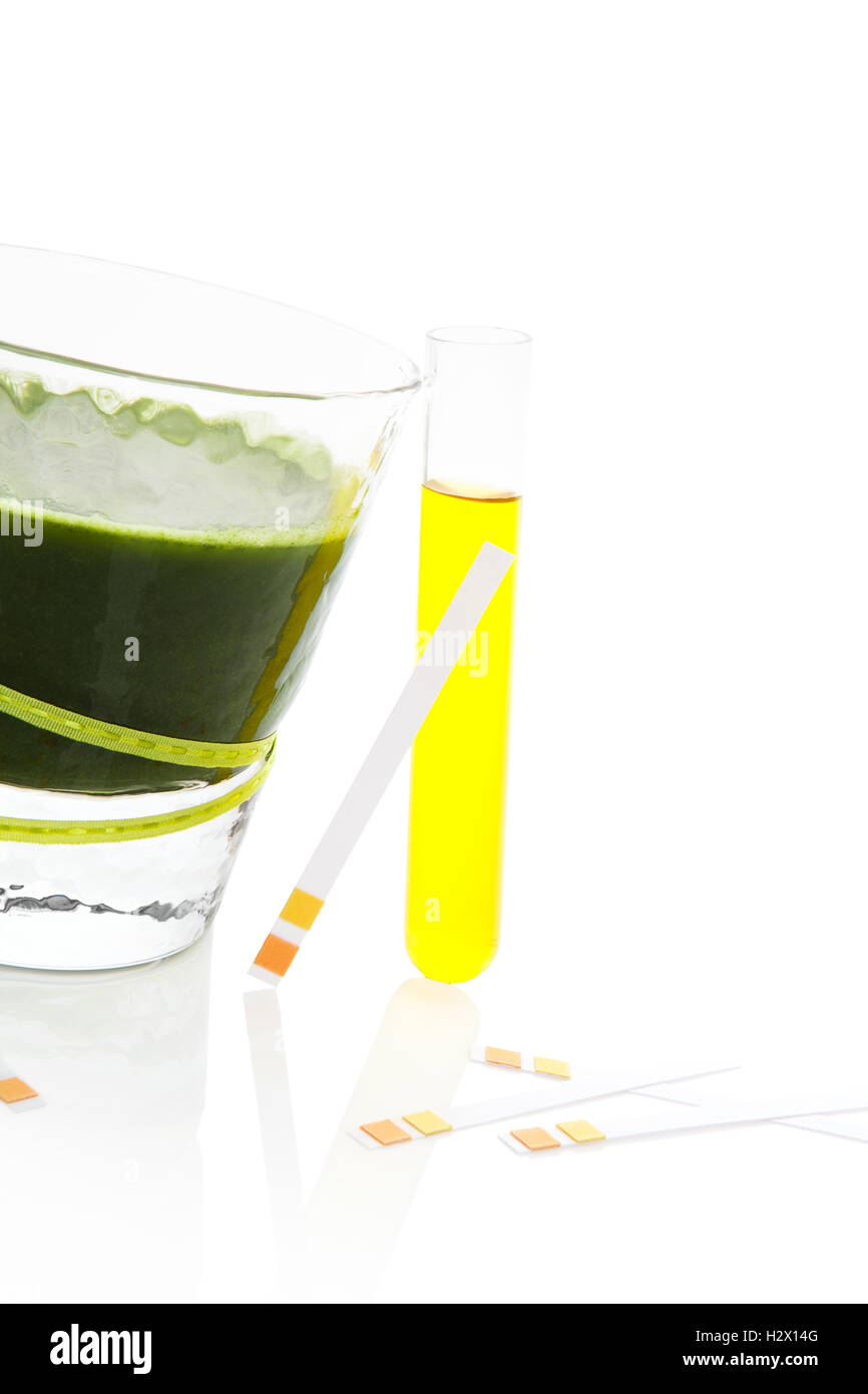 PH test strips, litmus paper and urine in test tube isolated on Stock ...