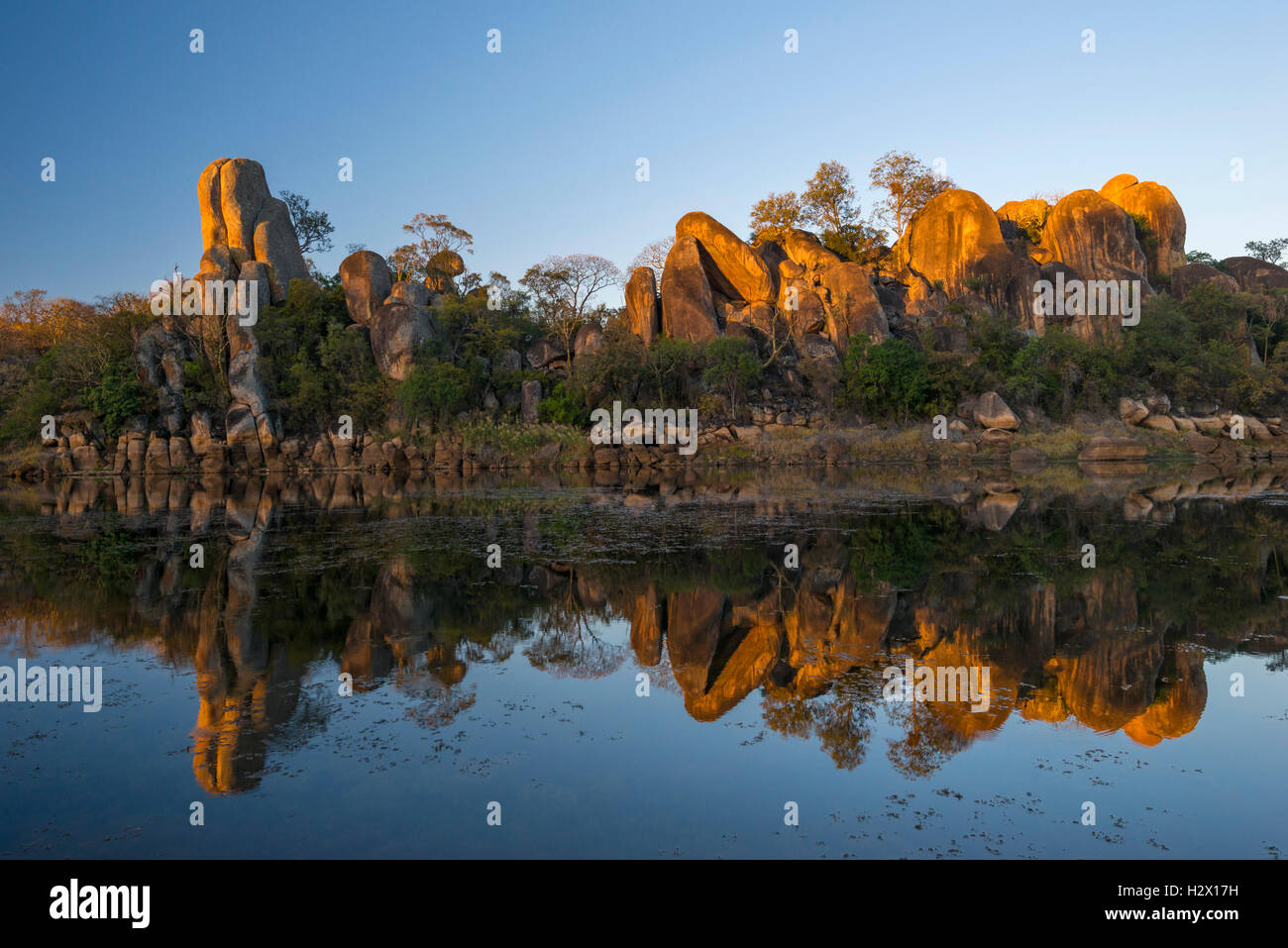 balancing rocks sunset landscape Africa Matobo red Stock Photo - Alamy