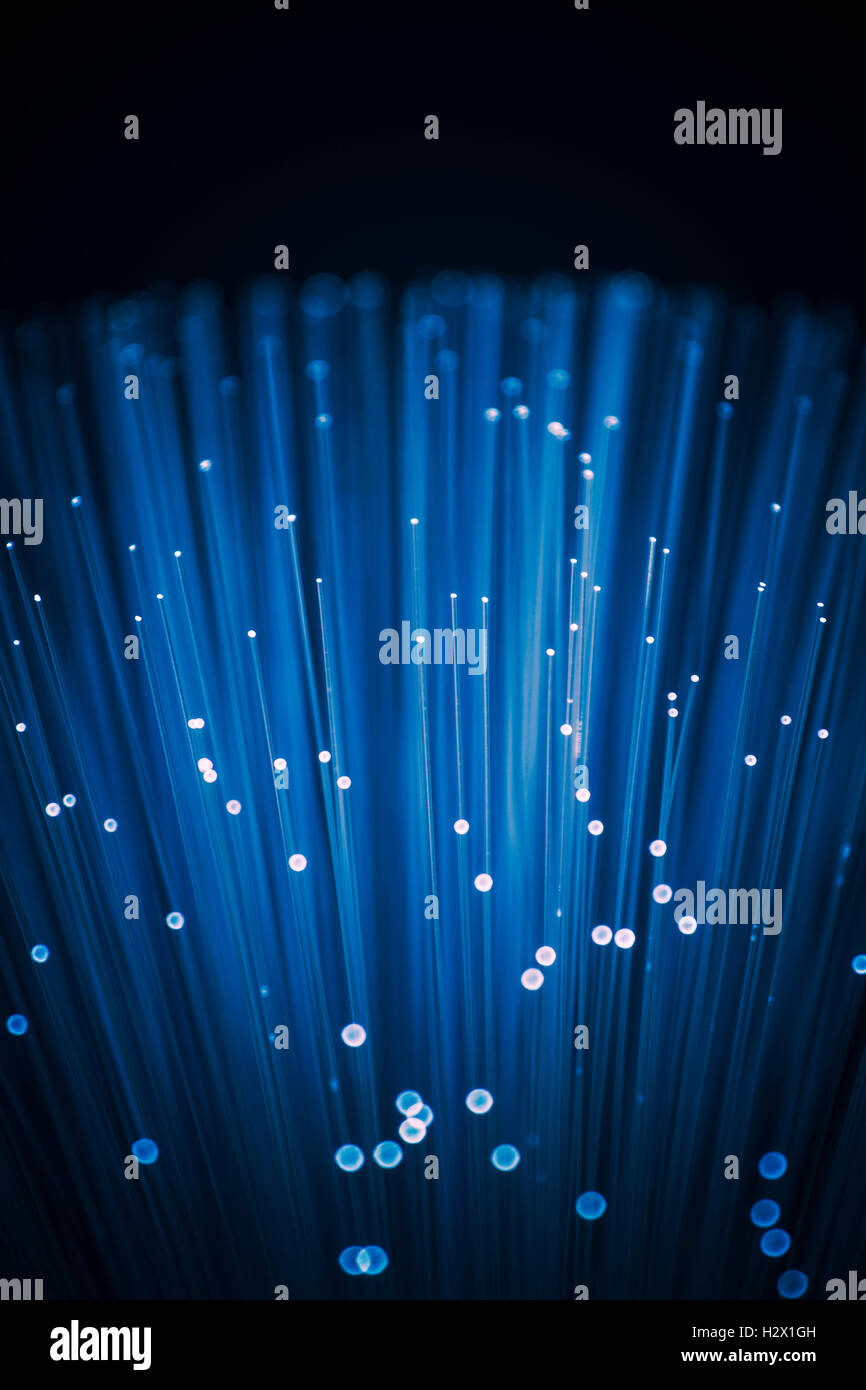 Fiber optics close-up, modern computer communication technology Stock ...