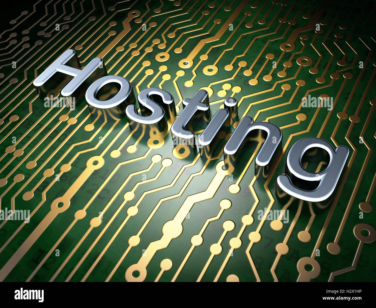 SEO web design concept: Hosting on circuit board background Stock Photo ...