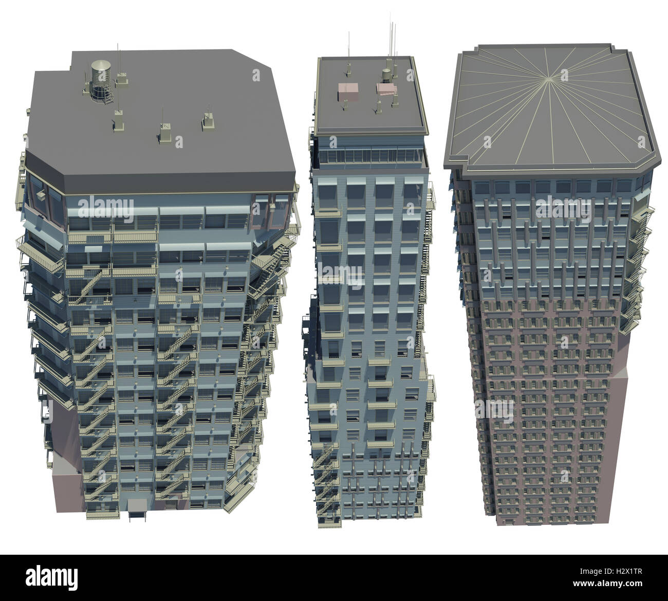 Collection of highly detailed buildings Stock Photo - Alamy