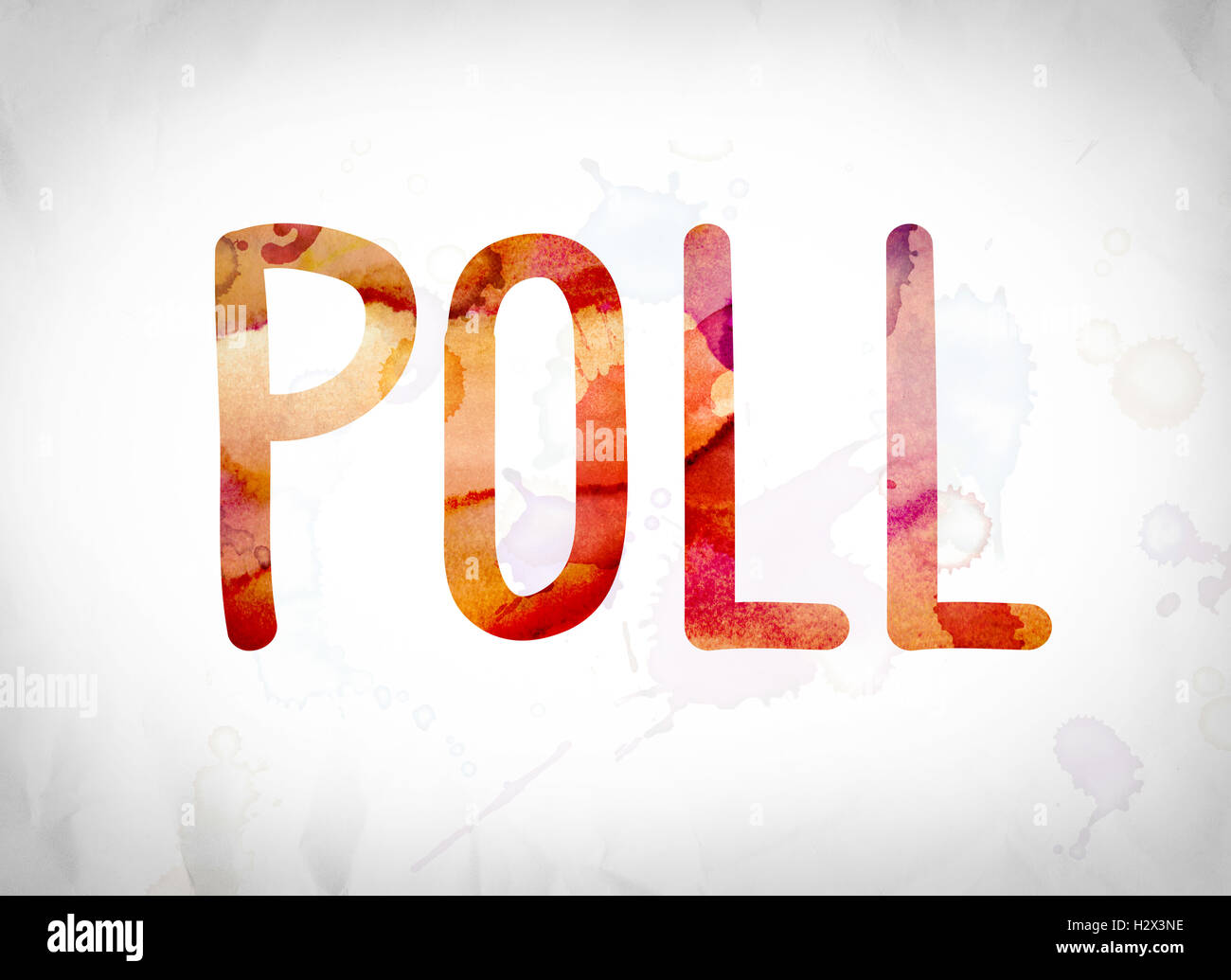 The word "Poll" written in watercolor washes over a white paper ...