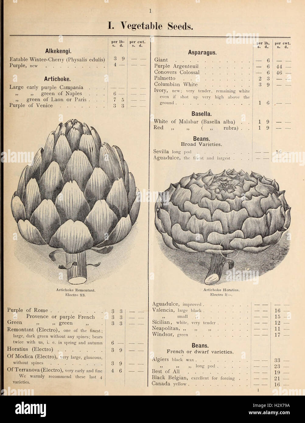 This general price list outlines various types of seeds and plants ...