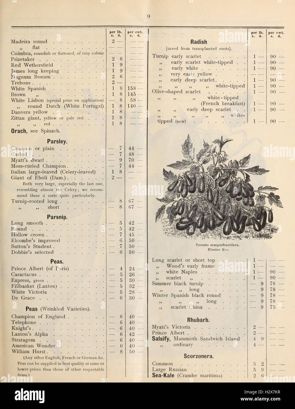 This price list includes a range of seeds, plants, and agricultural ...