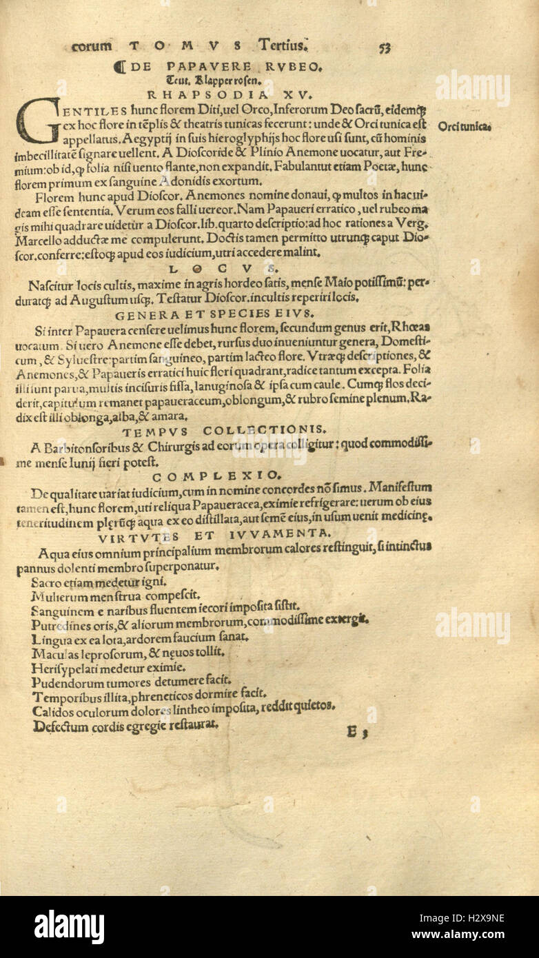 A detailed botanical work by Otto Brunfels, describing plants used in ...