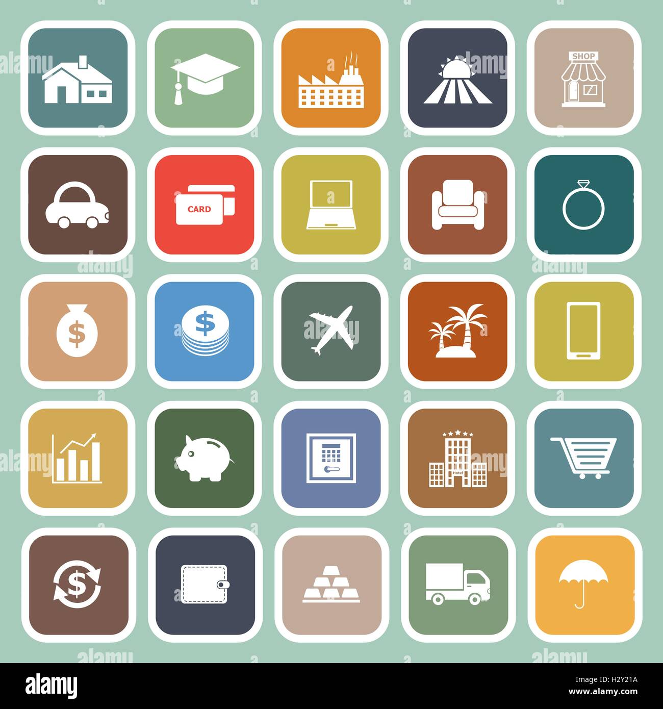 Loan flat icons on green background, stock vector Stock Vector Image ...