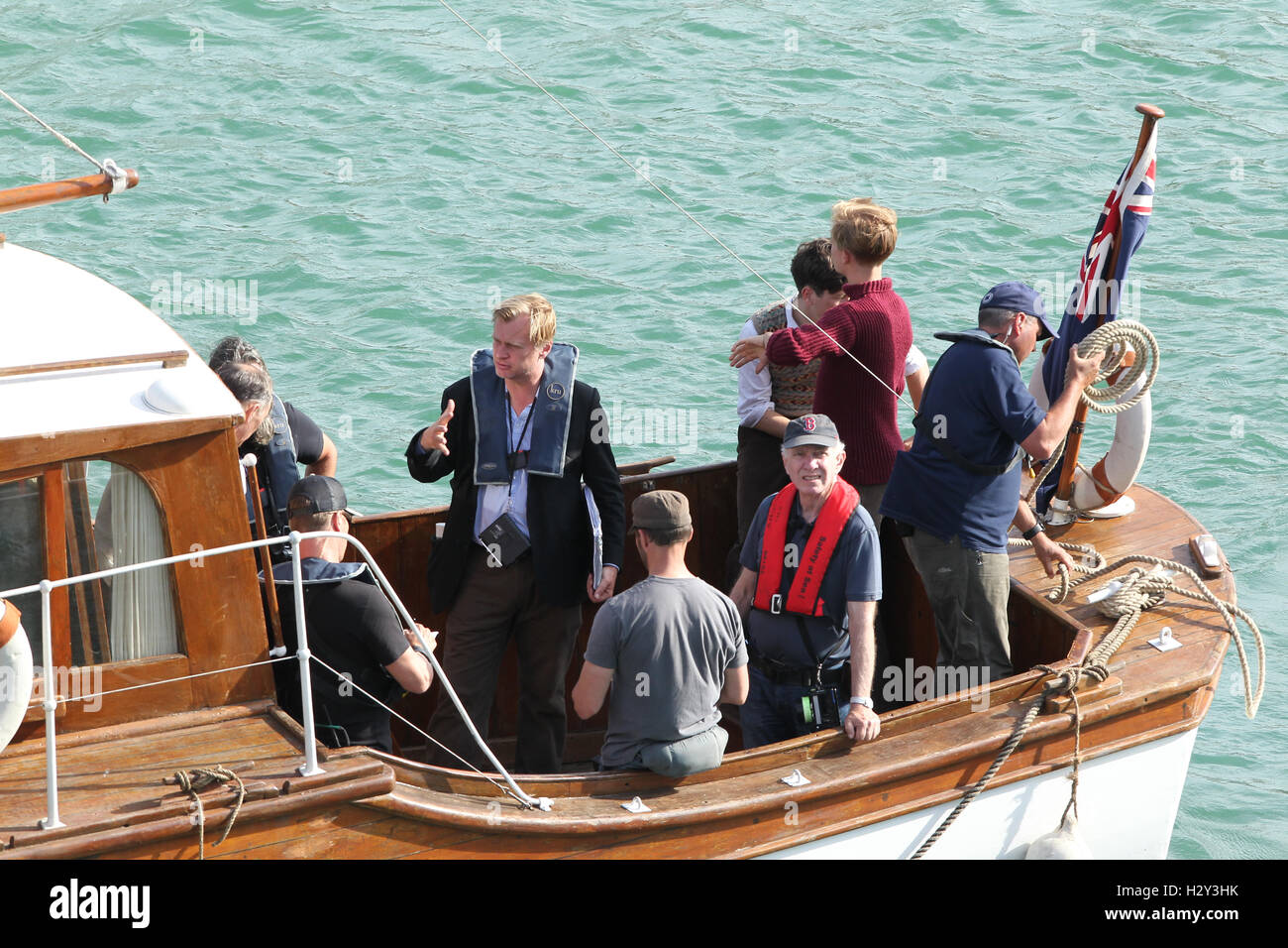 Jack Lowden is filmed on the deck of a small boat in Weymouth for the ...