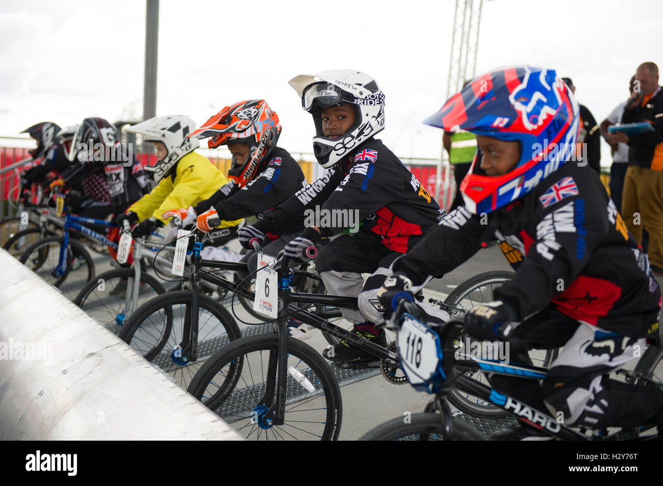 Competitors take part in the BMX Motos Qualifying on the opening day of ...