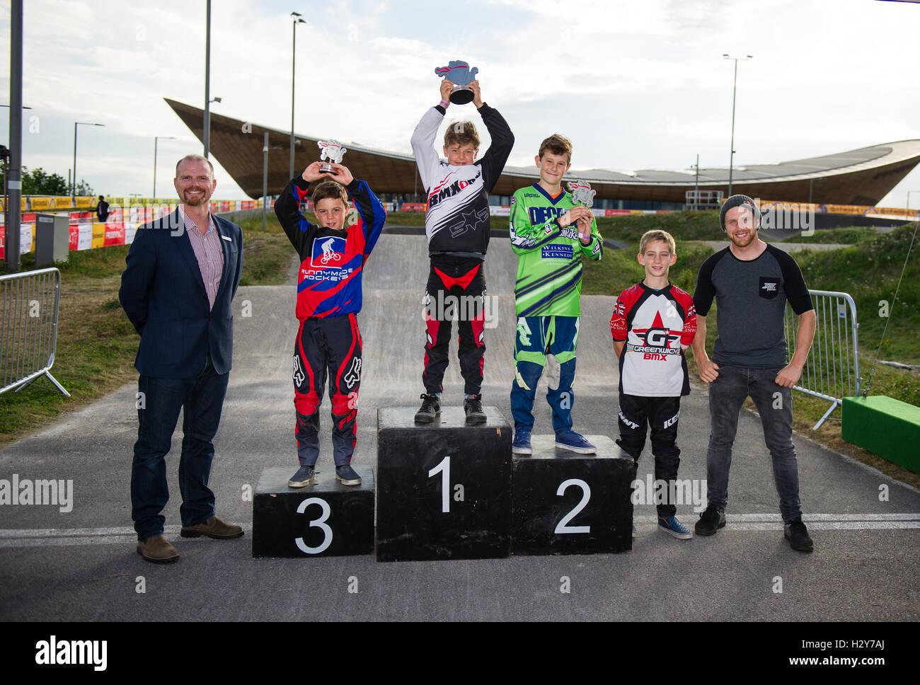 Competitors take part in the BMX Motos Finals on the opening day of the ...