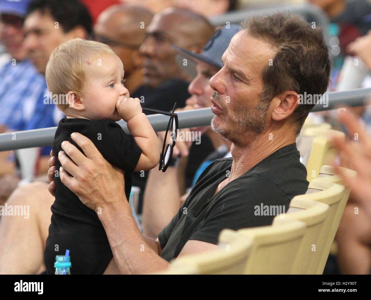 Celebrities attend the Los Angeles Dodgers game. The Arizona ...