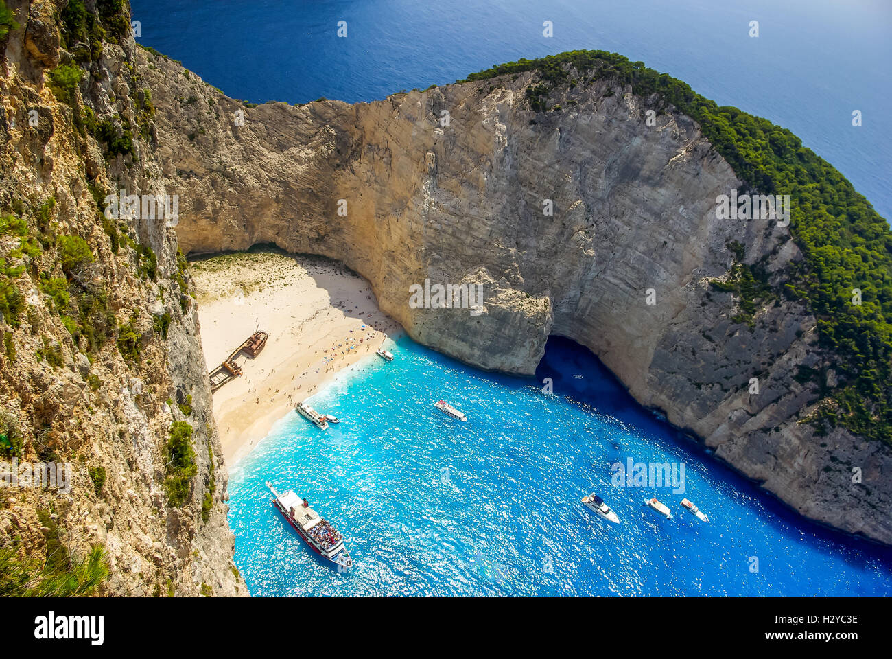 Navagio Beach - Shipwreck Beach, Zakynthos Island, Greece. The most ...