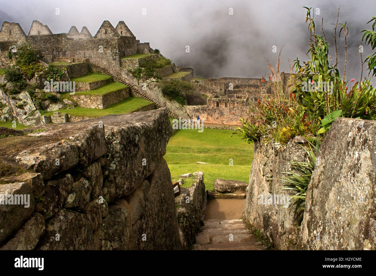 Inside the archaeological complex of Machu Picchu. Machu Picchu is a ...