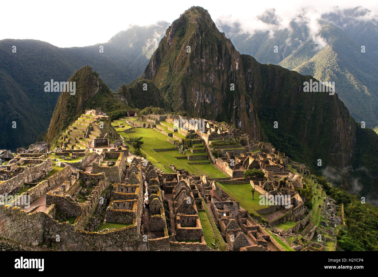 View of the Machu Picchu landscape. Machu Picchu is a city located high ...