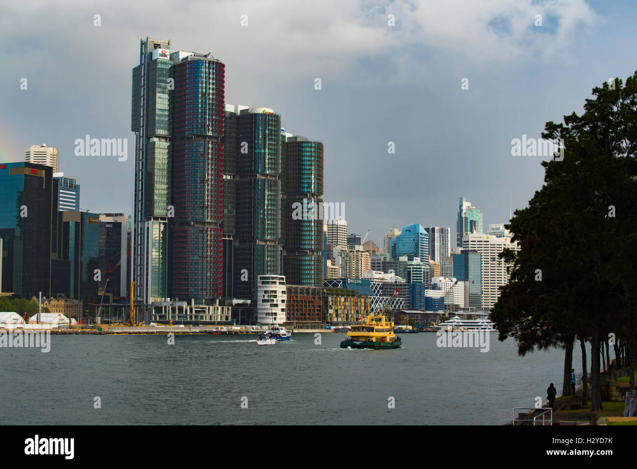 The towers of Barangaroo South in Sydney Australia on a stormy day ...