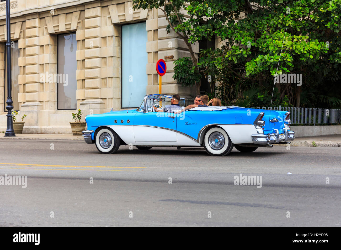 1955 Buick Special Convertible classic car driving in Havana, Cuba ...