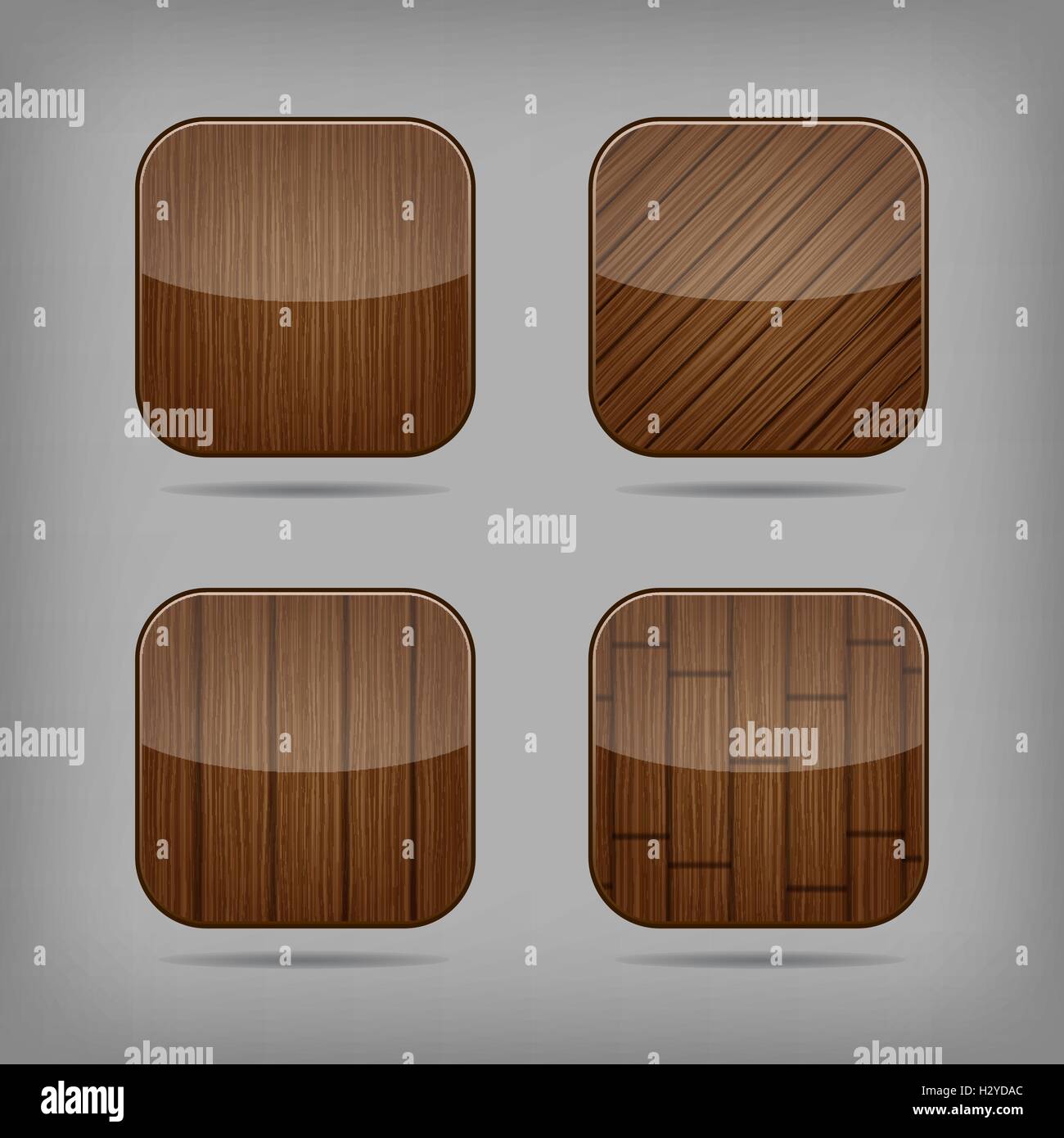 Glossy vector wooden textured app buttons set Stock Vector Image & Art ...