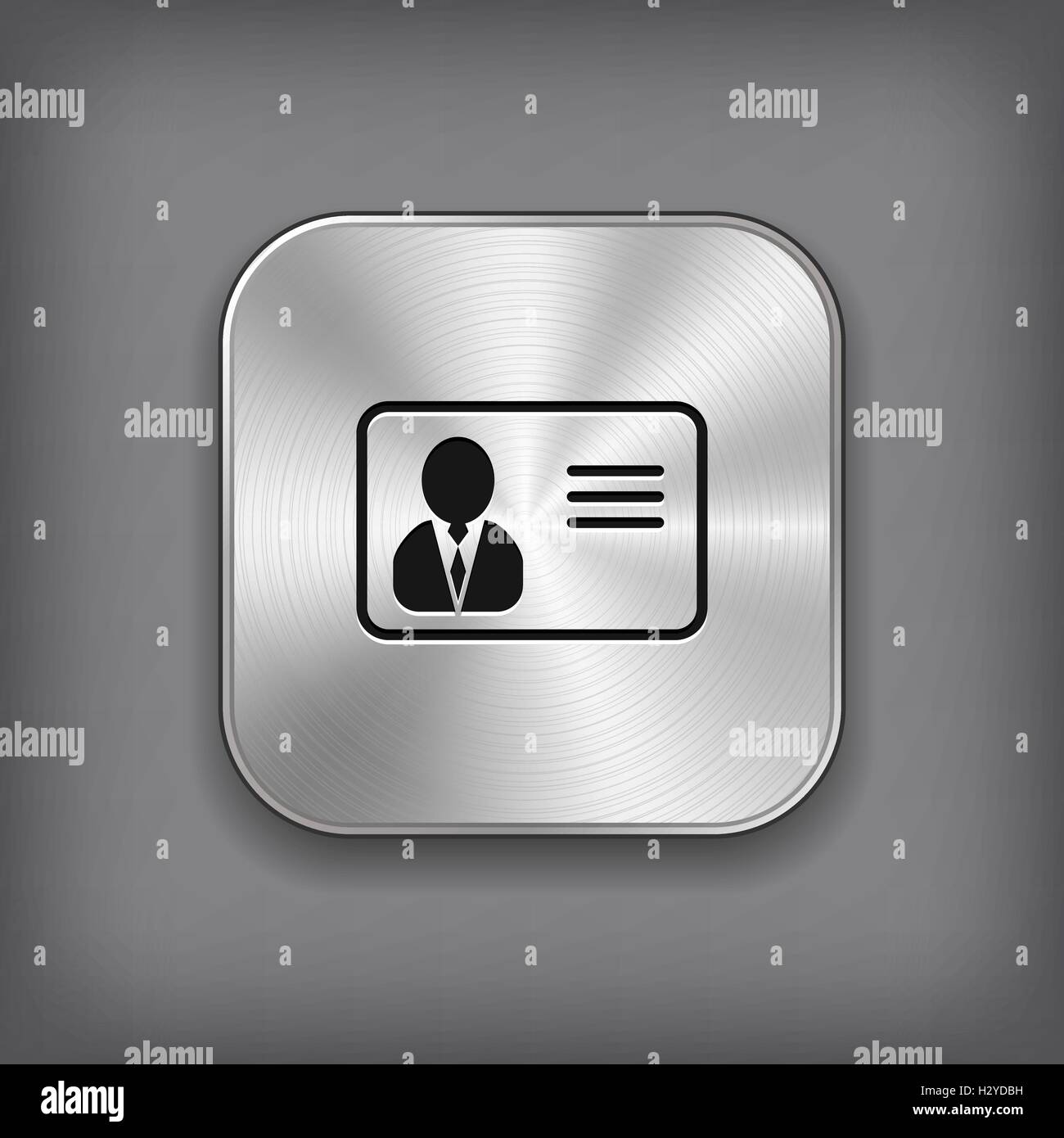 Identification card icon - vector metal app button Stock Vector Image ...