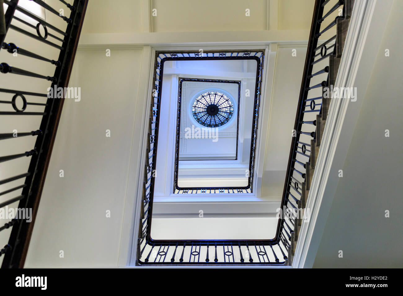 Ornate internal staircase at HM Treasury, Whitehall, Westminster ...