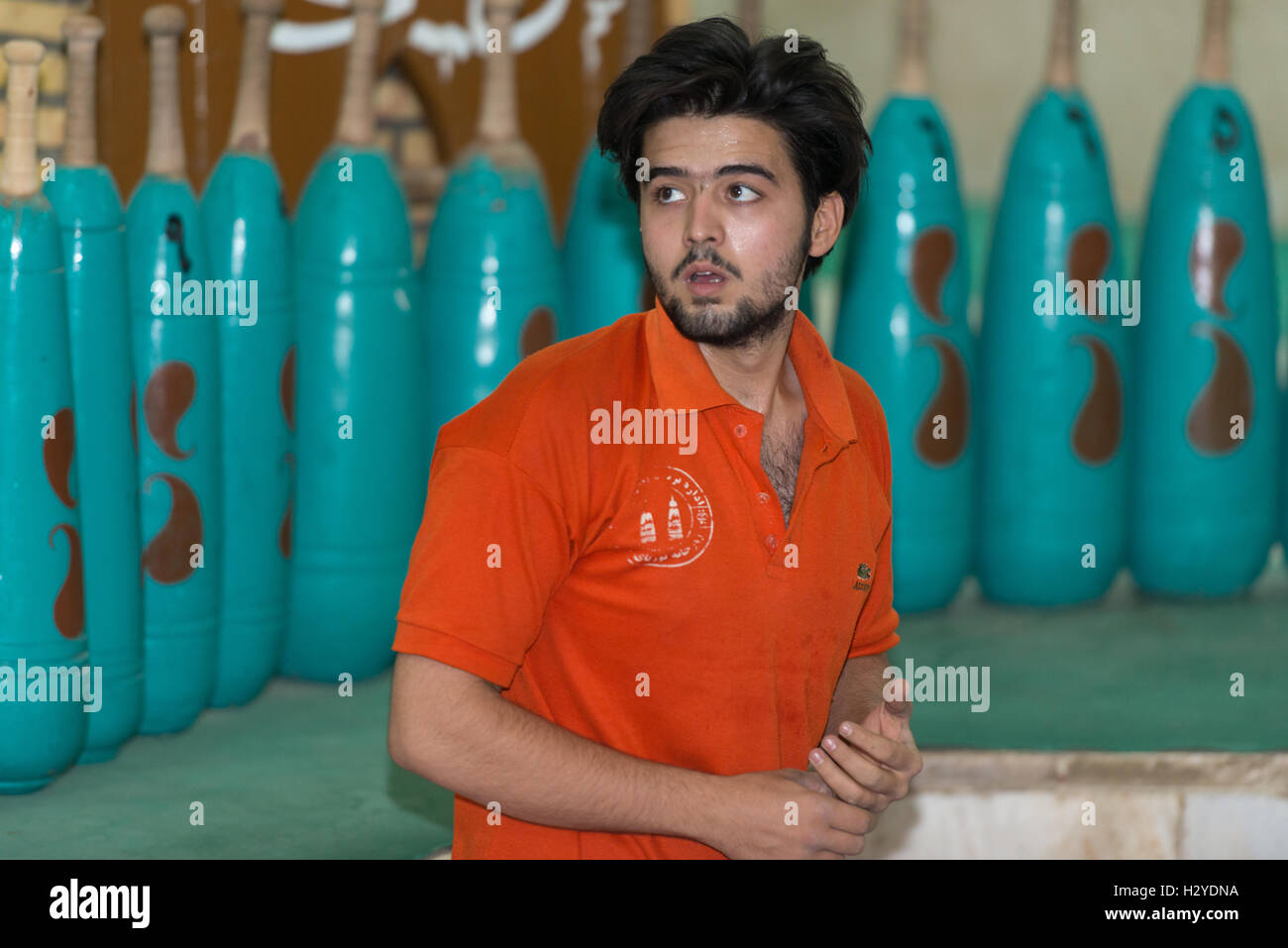 Meybod, The Local Zurkhaneh (Zoorkhaneh), A Pahlevan Practising After ...